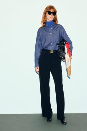 Gerard Darel Pantalon fluide &agrave; bande de satin - MONA - Noir