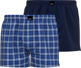 G&ouml;tzburg Herren Boxer 2er Pack - Poplin, Pure Cotton, Unterw&auml;sche Set Blau/Wei&szlig; XXL
