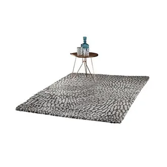 Relaxdays Teppich Shaggy als flauschiger Wohnzimmerteppich, Schlafzimmer Teppich, Hochflor mit Muster, 120x170 cm, grau