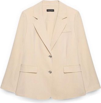 Fiorella Rubino Femme, Vestes, Beige, Taille: 52 FR Blazer &agrave; effet rayures tennis avec boutons bijoux