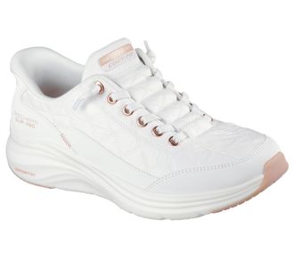 Skechers Slip-On Sneaker SKECHERS CONTOUR FOAM-GOLDEN HOUR, Damen, Gr. 42, wei&szlig;, Leder, Lederimitat, Mesh, gesteppt, Schuhe, Slipper, Freizeitschuh, Schlupfsch