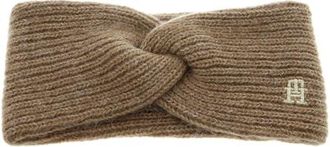 Tommy Hilfiger Bandeau pour Femme en Laine dalpaga mélangée Chapeau à Oreillettes Logo brodé Article AW0AW15308, RBL Classic knaki, Taille Unique