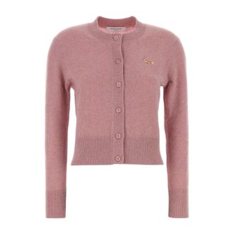 Maison Kitsun&eacute; Baby Fox Lammwoll Cardigan - - Knitwear - Damen - Rosa - L
