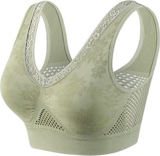 Generic Soutien-gorge 2026 pour femme - Sous-v&ecirc;tements moyens et &acirc;g&eacute;s : dos respirant sans acier - Gilet de grande taille, Vert, 3XL