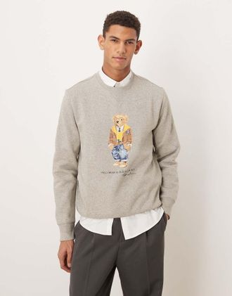 Polo Ralph Lauren Sweat &agrave; motif ours - Gris