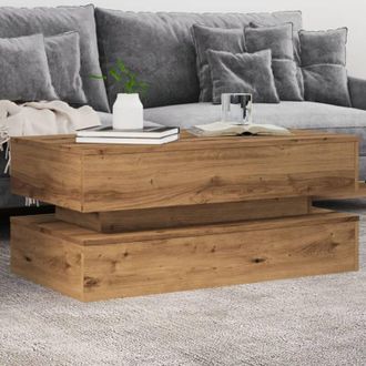 vidaXL Table basse avec lumi&egrave;res led ch&ecirc;ne artisanal 90x50x40 cm - Vidaxl