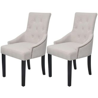 vidaXL Vidaxl - Chaises &agrave; manger lot de 2 gris cr&egrave;me tissu