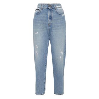 Philipp Plein Femme, Jeans, Bleu, Taille: W27 Mom Fit Jeans Hexagon