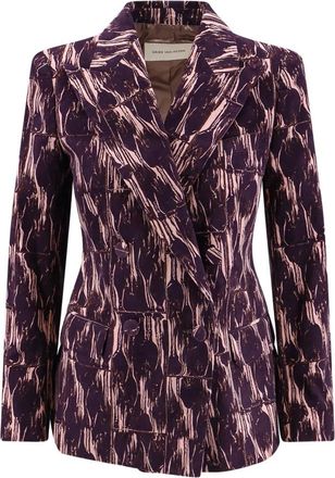 Dries Van Noten Femme, Vestes, Violet, Taille: 34 FR Blazer en Coton Violet à Double Boutonnage