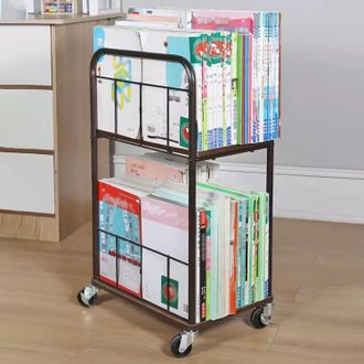 Generic B&uuml;cherwagen mit feststellbaren Rollen, mobiles B&uuml;cherregal for Homeoffice, Bibliothek, Wohnzimmer und Schlafzimmer