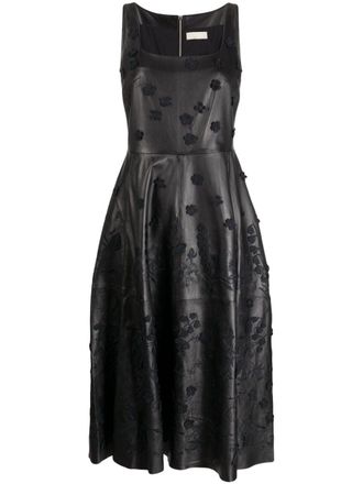 Elie Saab robe mi-longue &agrave; fleurs appliqu&eacute;es - Noir