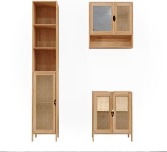 Vicco Ensemble de meubles de salle de bain Liora, Bambou, 3 pi&egrave;ces