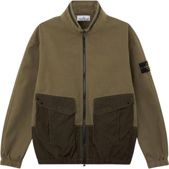 Stone Island Panama Baumwoll- und Nylon-Overshirt - - Jackets - Herren - Gr&uuml;n - M