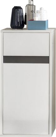 Trendteam Sol - Wandschrank - Weiß Hochglanz - Hängeschrank mit 1 Tür, 1 Einlegeboden und 1 Schublade - (BxHxT) 35 x 73 x 31 cm - Grau Dekor