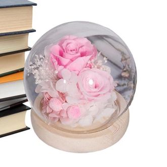 Generic Fleurs dans un d&ocirc;me de verre,Fleurs pr&eacute;serv&eacute;es dans un verre | Fleurs &eacute;ternelles avec d&ocirc;me - D&eacute;corations romantiques pour femmes maman grand-m&egrave;re, d&eacute;c