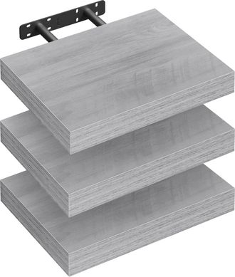 Woltu Wandboard 3er Wandregal CD DVD Regal B&uuml;cherregal Schweberegal Holz Board 30x22.9x3.8cm grau Eiche f&uuml;r B&uuml;ro, Wohnzimmer, Schlafzimmer, K&uuml;che RG9371grei