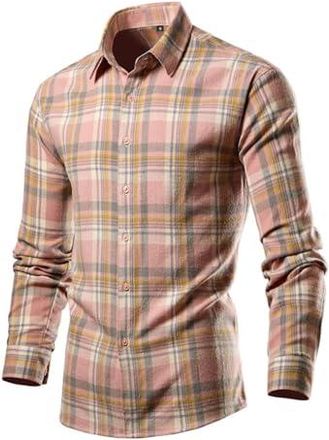 Generic Chemises habill&eacute;es &agrave; carreaux pour homme, coupe r&eacute;guli&egrave;re, formelles, manches longues, flanelle, d&eacute;contract&eacute;es, &agrave; carreaux tartan, chemises de b&ucirc;chero