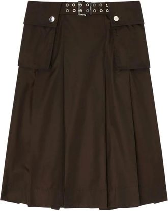 Ganni Femme, Jupes, Brun, Taille: 40 FR Jupe pliss&eacute;e en nylon Duchesse