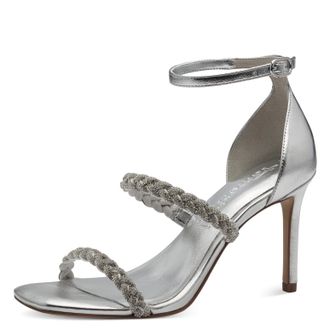 Tamaris Damen Sandalen mit Absatz Vegan Stilettoabsatz Sommer; SILVER/metallic; 39