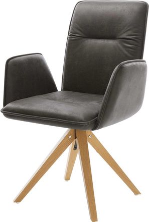 DELIFE Polsterstuhl Vinja-Flex Holzgestell kantig Natur Mikrofaser Anthrazit Vintage