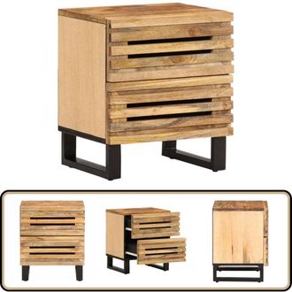 vidaXL Nachttisch 40x34x46 cm Raues Mangoholz - Holz Nachttisch - Mangoholz Tisch - Wohnzimmer Dekoration - Schubladenschr&auml;nkchen - Nachtkommode