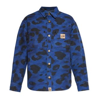A Bathing Ape A Bathing Ape, Homme, Chemises, Bleu, Taille: L Denim Logo Shirt