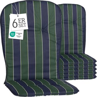 Beo Hochlehner Auflagen 6er Set Waschbar Kos | Made in EU nach Öko-Tex Standard | Atmungsaktive Gartenstuhlauflagen Hochlehner | UV-beständige Auflagen Ho