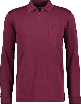 Ragman Ragman Herren Softknit-Poloshirt Langarm mit Zip M, Terra Rot-620