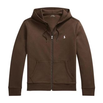 Ralph Lauren Homme, Sweatshirts et sweats &agrave; capuche, Brun, Taille: S SweaT-shirt &agrave; capuche zipp&eacute; en maille double