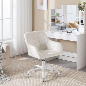 Woltu Bürostuhl 360 ° Drehstuhl, Schreibtischstuhl höhenverstellbar, Drehstuhl mit Rollen, Computerstuhl aus Samt, für Home Office, Schlafzimmer, Büro