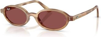 Ray-Ban Khal Bio-based Sonnenbrillen Cremefarbenes Havana Fassung Violett Glas 48-20