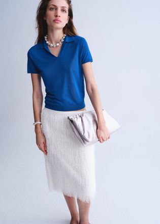 Mango Polo en jersey de lyocell bleu porcelaine - Femme - S - MANGO