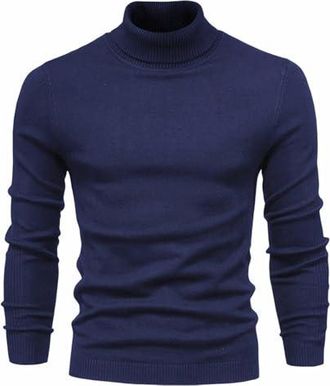 Generic Haut à col roulé pour homme, pull en tricot côtelé, coupe ajustée, manches longues, col roulé, léger, pull basique pour lautomne et lhiver, couleur un