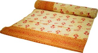 Guru Shop Blockdruck Tagesdecke, Bett & Sofa&uuml;berwurf, Handgearbeiteter Wandbehang, Wandtuch - Design 20, Baumwolle, Size:Double 225x275 cm