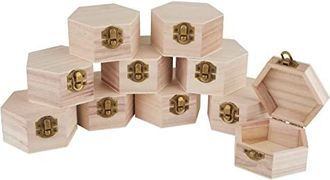 VBS XXL Boîte en bois HEXAGON 10 pièces 10x10x5cm avec couvercle