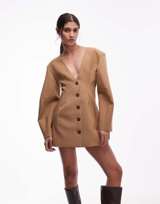 Asos Robe courte habillée et ajustée au niveau des hanches-Brown