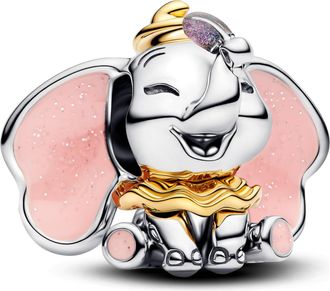 Pandora Disney Dumbo Charm aus Sterling Silber mit 14 Karat vergoldeter Metalllegierung, Kompatibel Moments, 764023C01