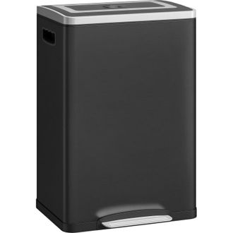 HOMCOM Poubelle de cuisine - HOMCOM - double compartiments 2 x 20L - p&eacute;dale, fermeture douce - acier inoxydable et PP - 40x34,8x59cm - noir
