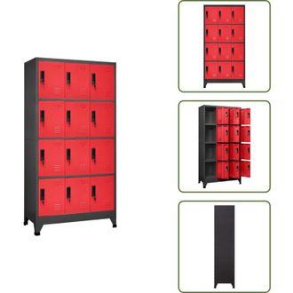 vidaXL Vidaxl - Schlie&szlig;fachschrank Anthrazit und Rot 90x45x180 cm Stahl - Schliessfachschrank - Metallschrank - Garderobe - B&uuml;robedarf - Lagerraum