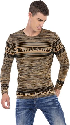 Cipo & Baxx Herren Pullover CP244 Kamel - Stylischer Strickpullover im modernen Design mit hohem Perfekt f&uuml;r Freizeit, Alltag & Coole Streetwear Outfits - CP244 K