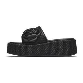 Loriblu Femme, Chaussures, Noir, Taille: 39 EU Mules compens&eacute;es en raphia avec fleur