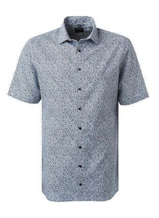 Olymp Herren Kurzarmhemd blau Baumwolle