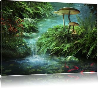 Pixxprint magischer Märchenwald, Größe: 120x80cm, Leinwandbild, fertig gespannt, Wandbild, Dekoration, Kunstdruck, kein Poster