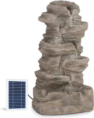 Blumfeldt Blumfeldt Stonehenge Solarbrunnen, inkl. Solarpanel, Lithium-Ionen-Akku (ca. 5h Laufzeit), LED-Beleuchtung, Polyresin| frostbest&auml;ndig, f&uuml;r drinnen und