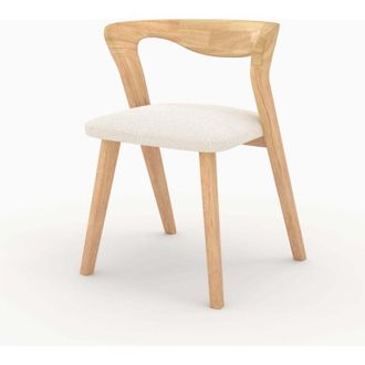 Rendez-Vous D&eacute;co Chaise en bois dh&eacute;v&eacute;a clair et tissu boucl&eacute; cr&egrave;me - VEGA