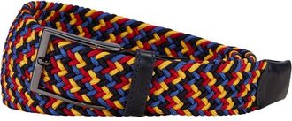 Tom Rusborg Elastischer Flechtg&uuml;rtel mit Leder-Details im Farbmix in