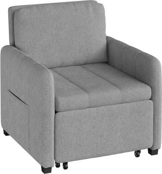 Woltu Canapé Lit 3-en-1, Fauteuil Convertible avec Dossier Inclinable en 5 Positions, Canapé Pliable pour Les Petits Espaces, Tissu Éponge Respirant, Gris C