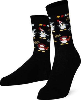 MySocks Chaussettes de Noël Pingouin festif Noir