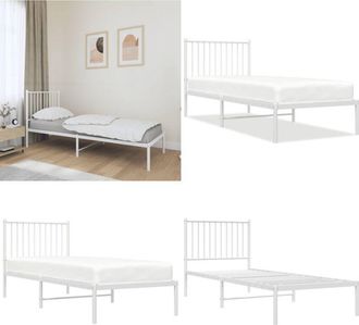 vidaXL Vidaxl - Bettgestell mit Kopfteil Metall Weiß 80x200 cm - Metallbettfundament - Bettrahmen - Doppelbett - Weißes Bettgestell - Boxspringrahmen - Home