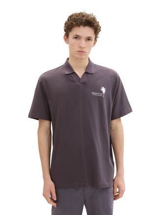 Tom Tailor Herren 1042116 Relaxed Fit Poloshirt mit Print, 10899-Tarmac Grey, XXL